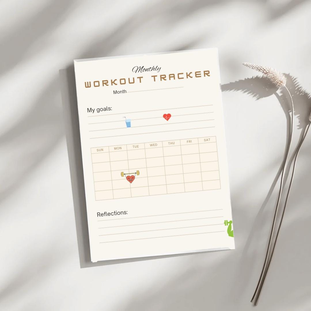 Printable Fitness Planner: Workout, Meal & Weight Loss Tracker (digital ...