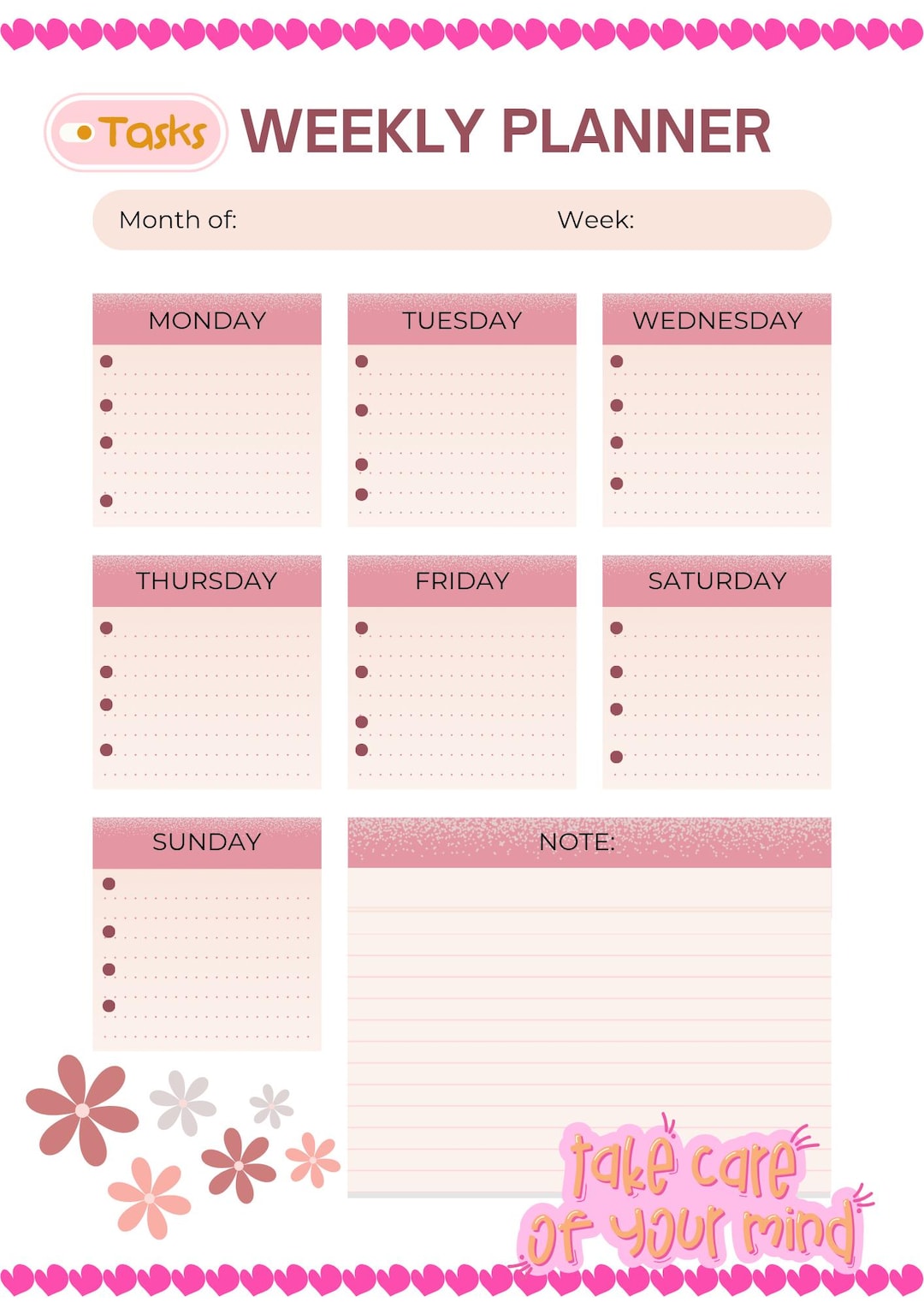 Easy and Asthetic Weekly Study Planner Printable , Student Organizer ...