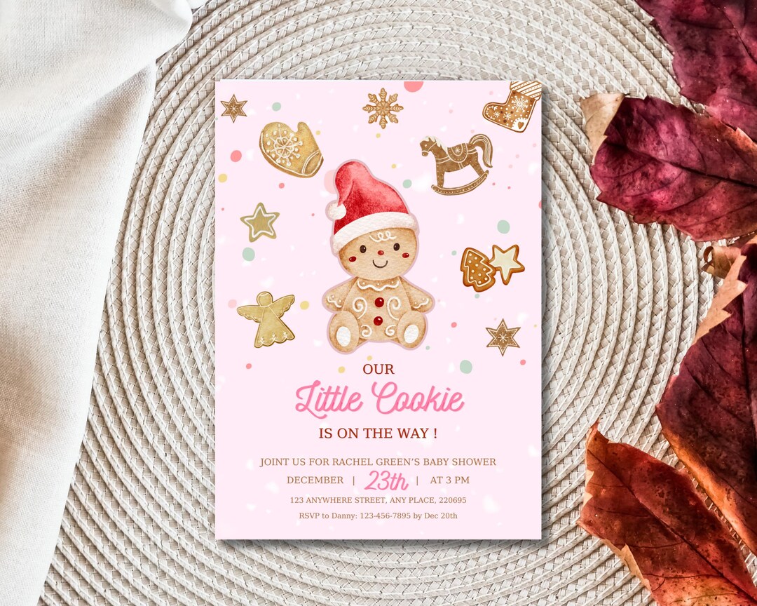 Gingerbread Baby Shower Invitation | Christmas Cookie Theme (editable ...