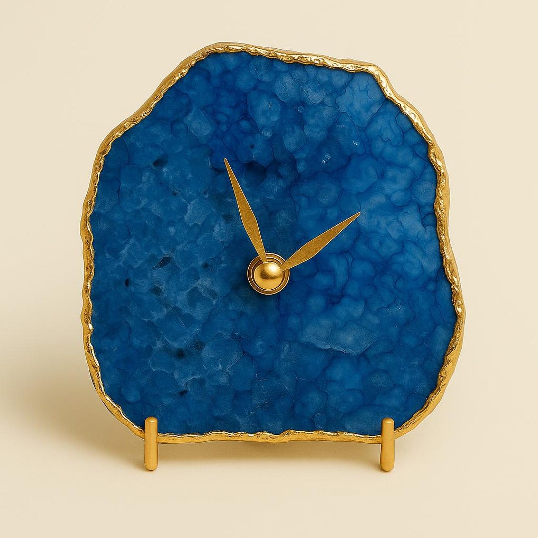 Blue Agate Clock for Desk/wall Clock/ Home Decore Personalised Momentos ...