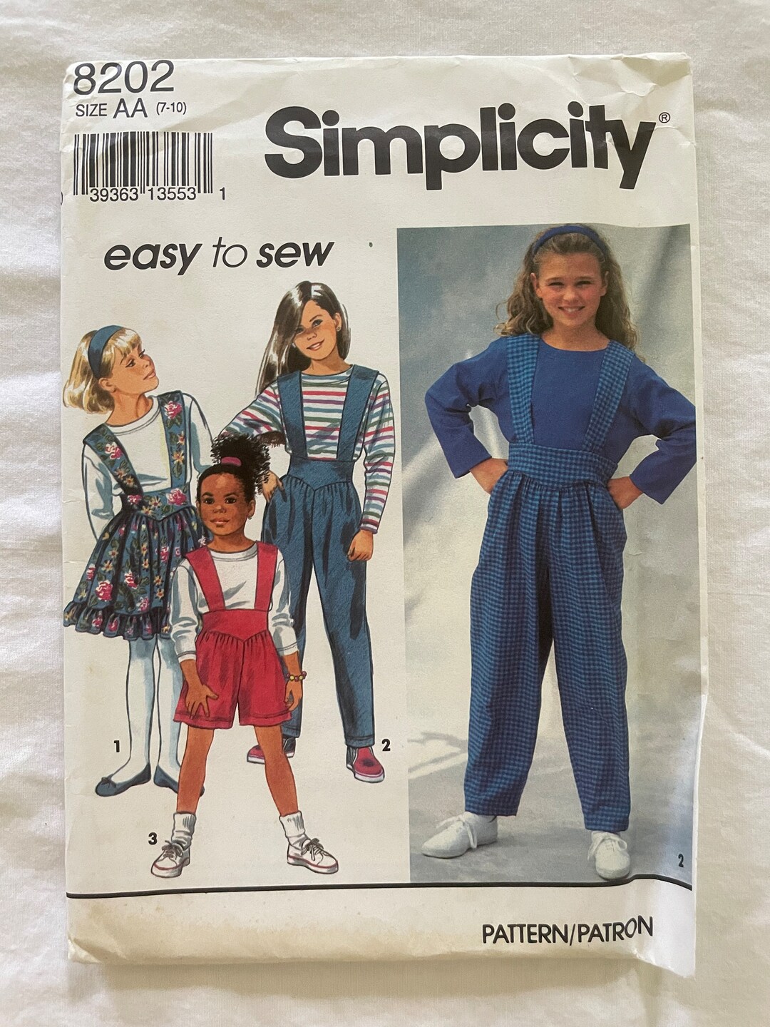 Simplicity 8202 Pattern Girls' Suspender Pants or Shorts, Skirt, Top Sz ...