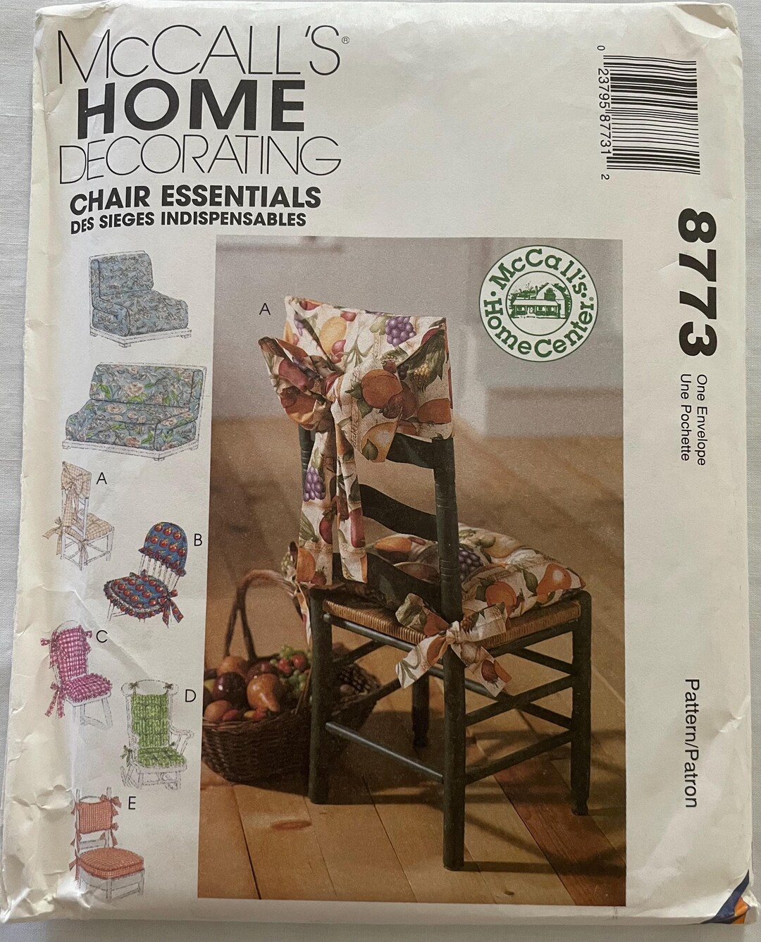Mccall's 8773 Pattern Futon Covers, Chair Cover, Chair Cushions UNCUT ...