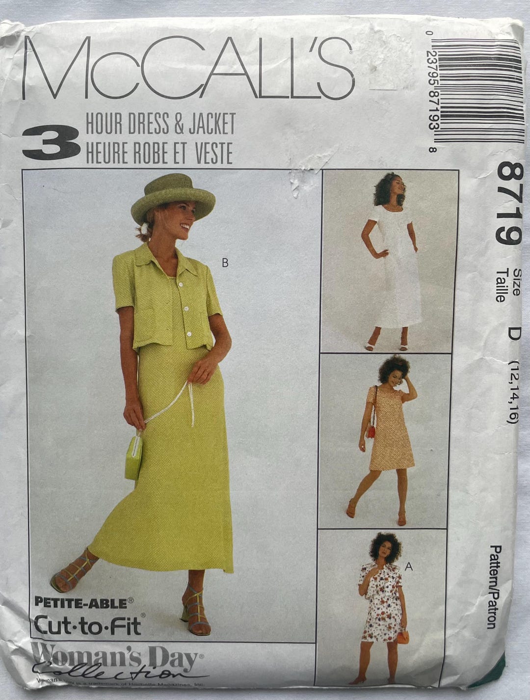 Mccall's 8719 Pattern Misses' 3 Hour Dress, Jacket Sz 12 - 16 UNCUT - Etsy