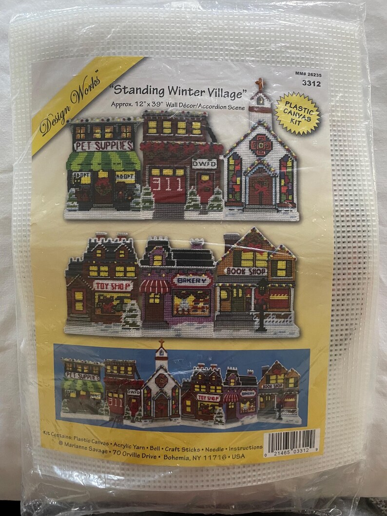 Standing Winter Village Plastic Canvas Kit - Etsy