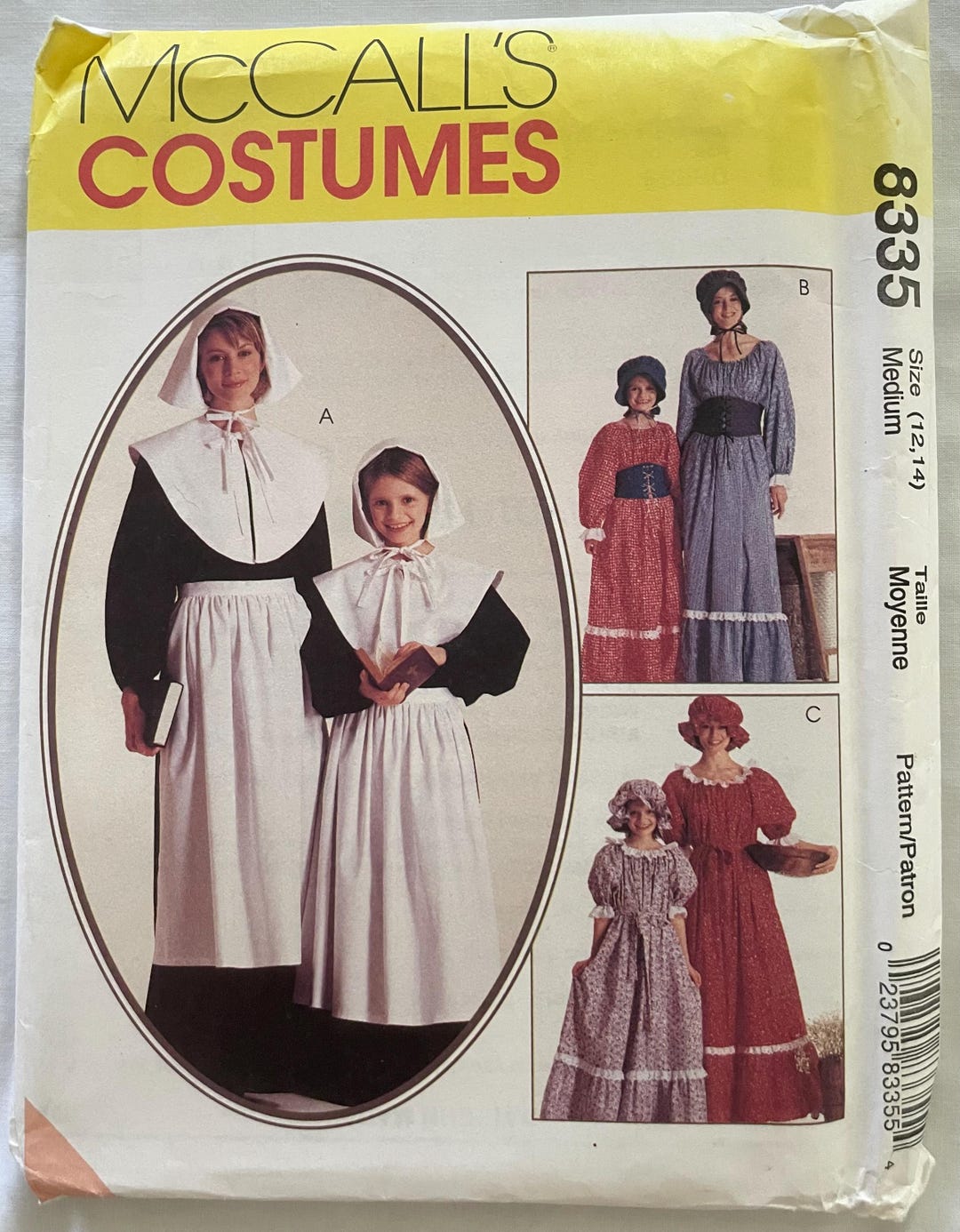 Mccall's 8335 Pattern Girls' Costume Sz 12, 14 Colonial Dresses UNCUT ...