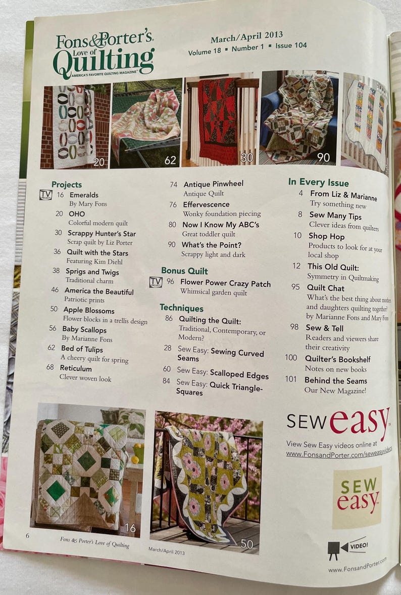 Fons & Porter's Love of Quilting Magazine March/april 2013 - Etsy