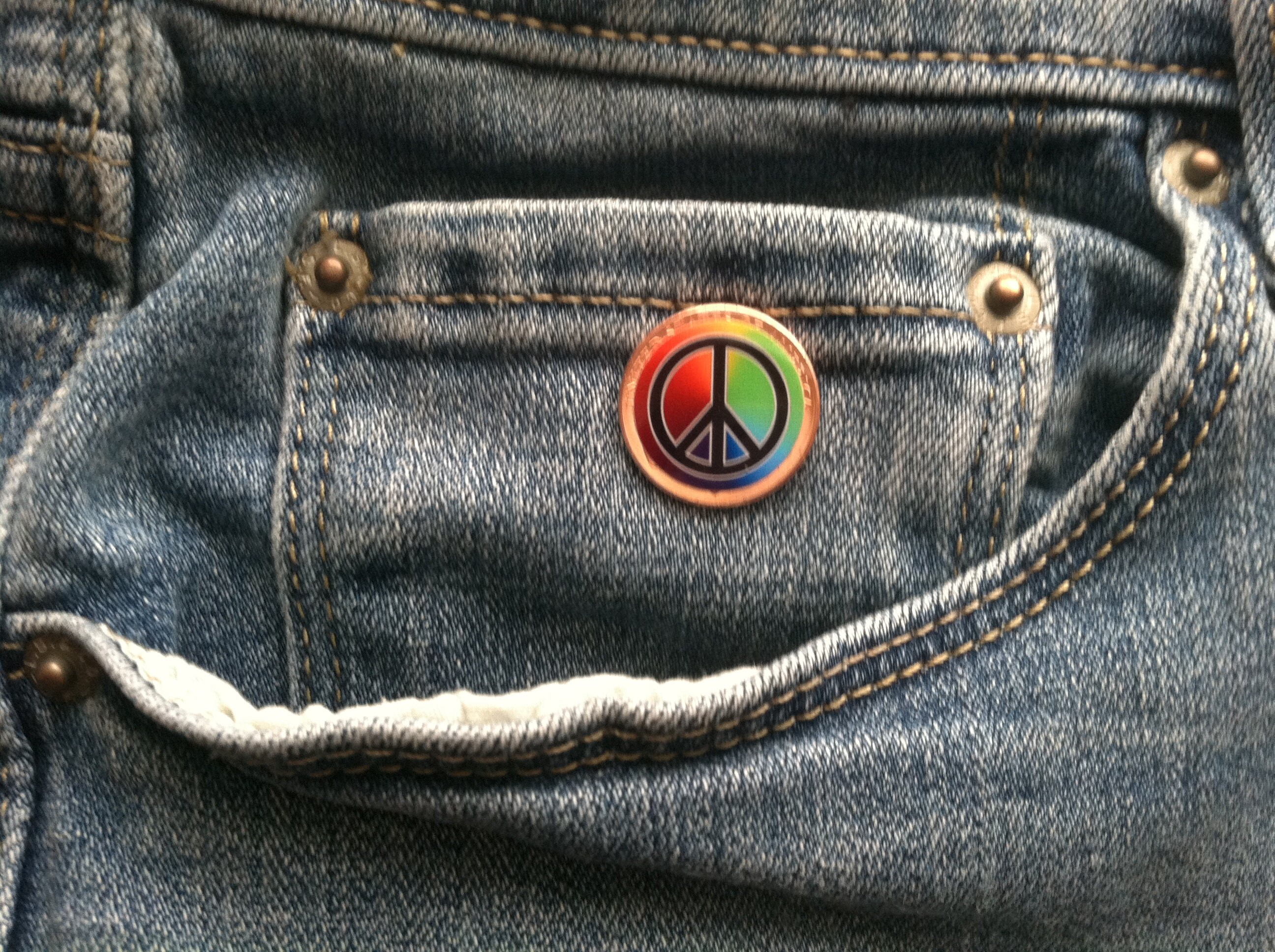 Rainbow Peace Sign Lucky pinny Penny Pin OR Dime | Etsy