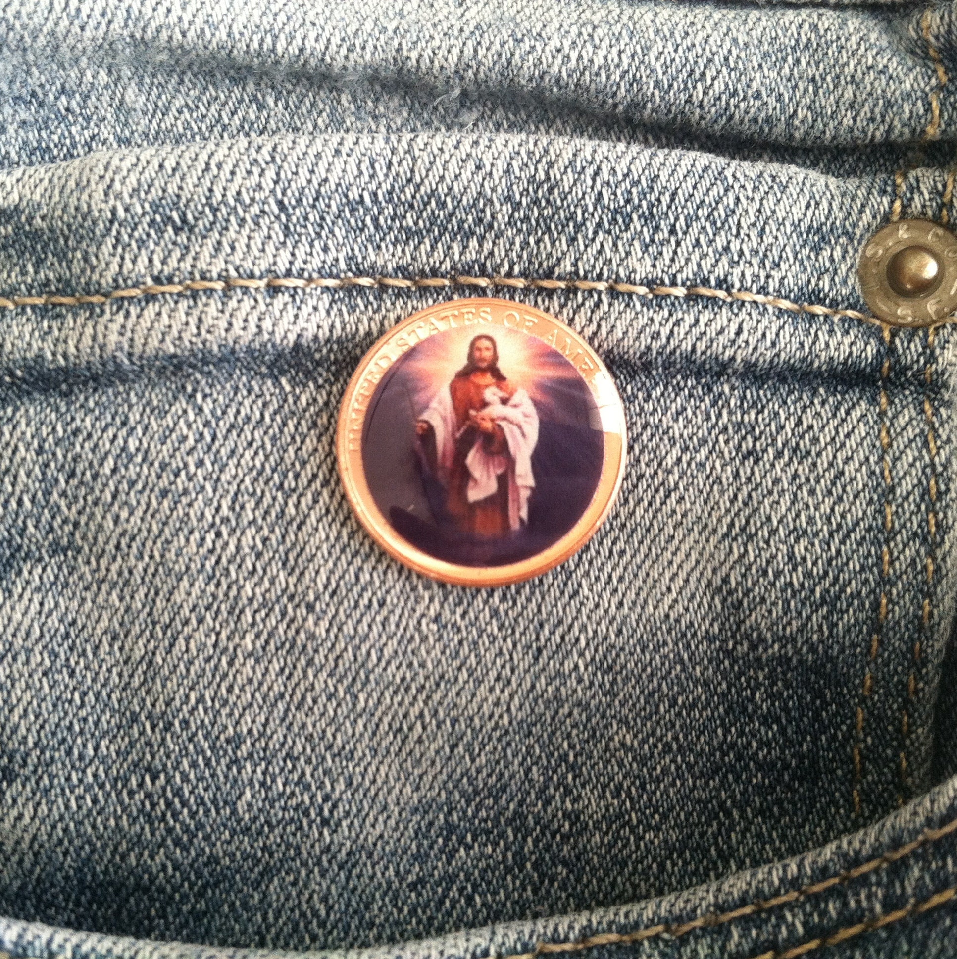 JESUS Lucky pinny Penny Pin - Etsy