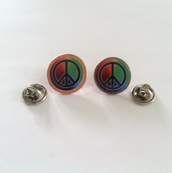 Rainbow Peace Sign Lucky pinny Penny Pin OR Dime | Etsy