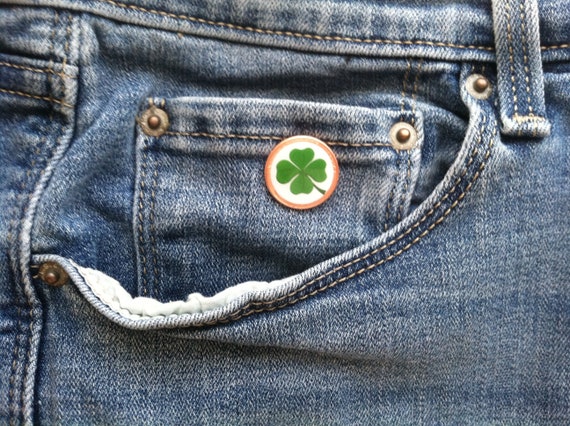 4 leaf clover Lucky Pinny Penny Pin Shamrock | Etsy