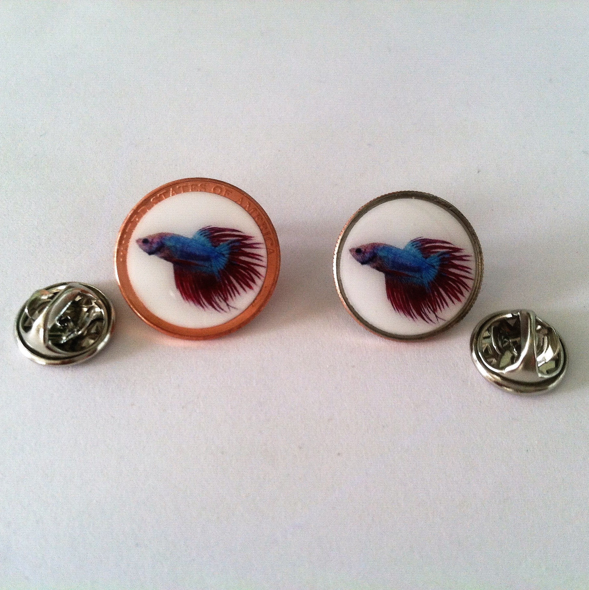 Colorful Betta Lucky Pinny Penny Pin OR Dime Pin | Etsy