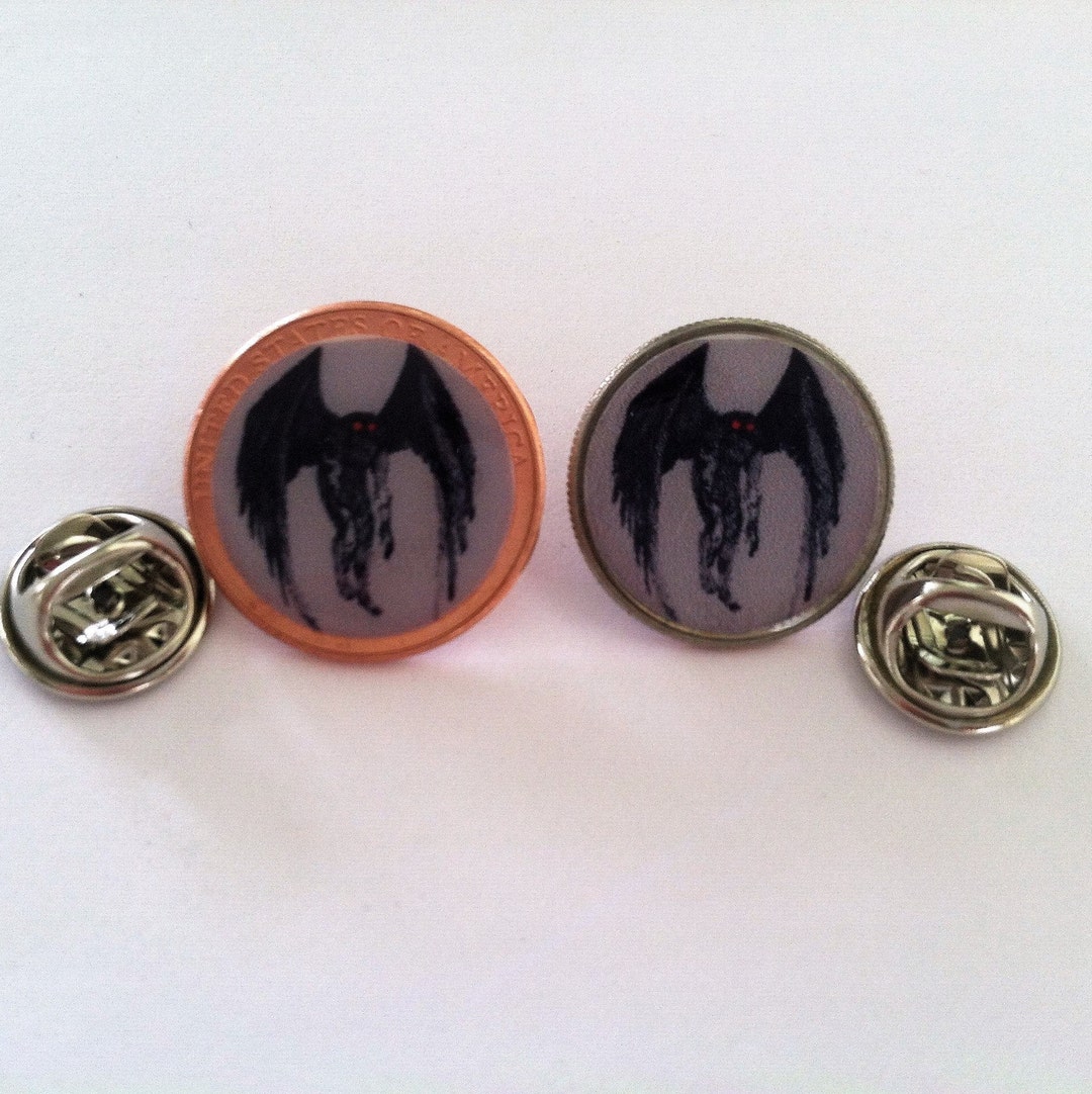 Mothman Moth Man Lucky pinny Penny Pin OR Dime Pin - Etsy