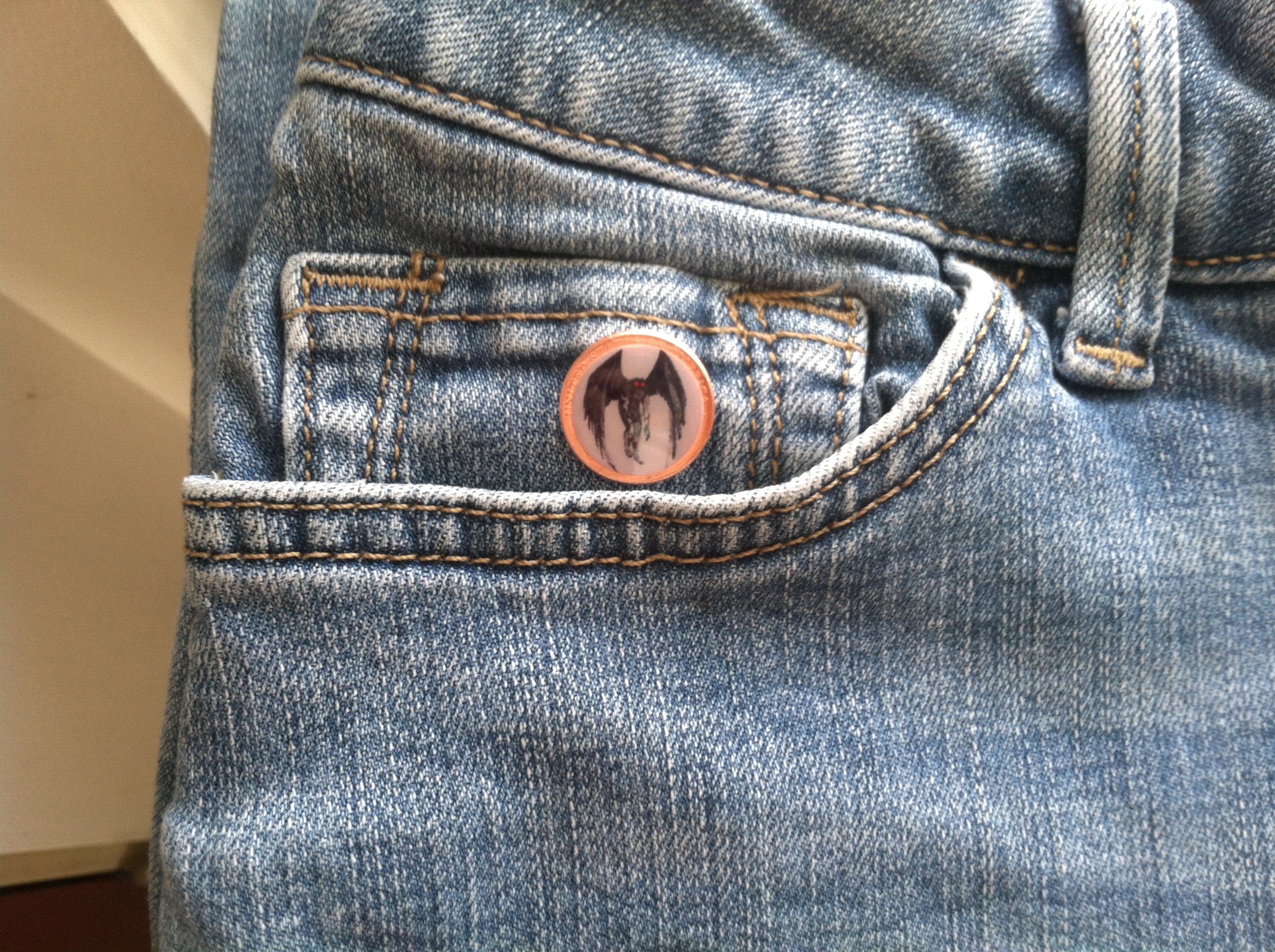 Mothman Moth Man Lucky pinny Penny Pin OR Dime Pin | Etsy