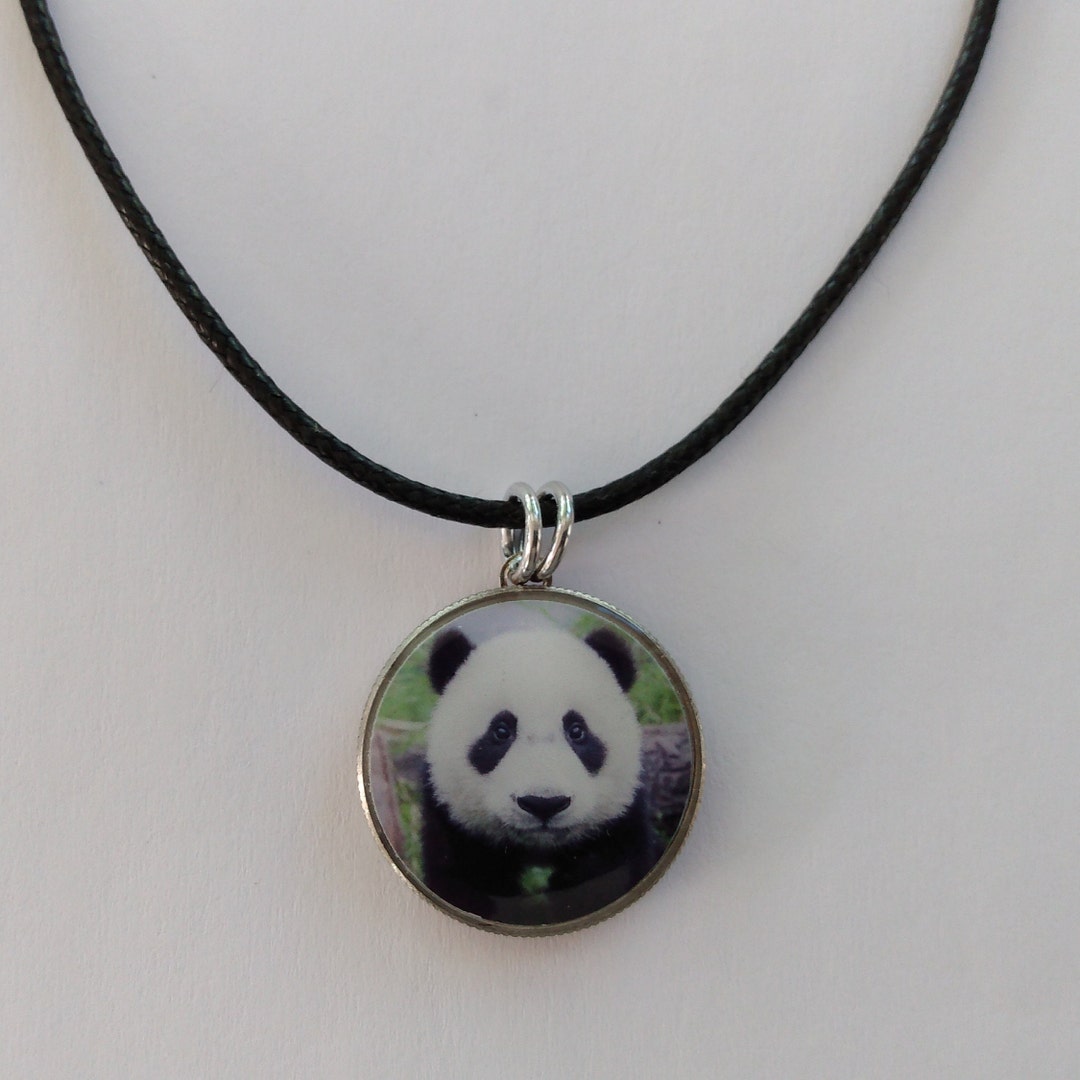 Panda Bear Quarter Pendant on Stainless Steel Chain or Cord Necklace 2 ...