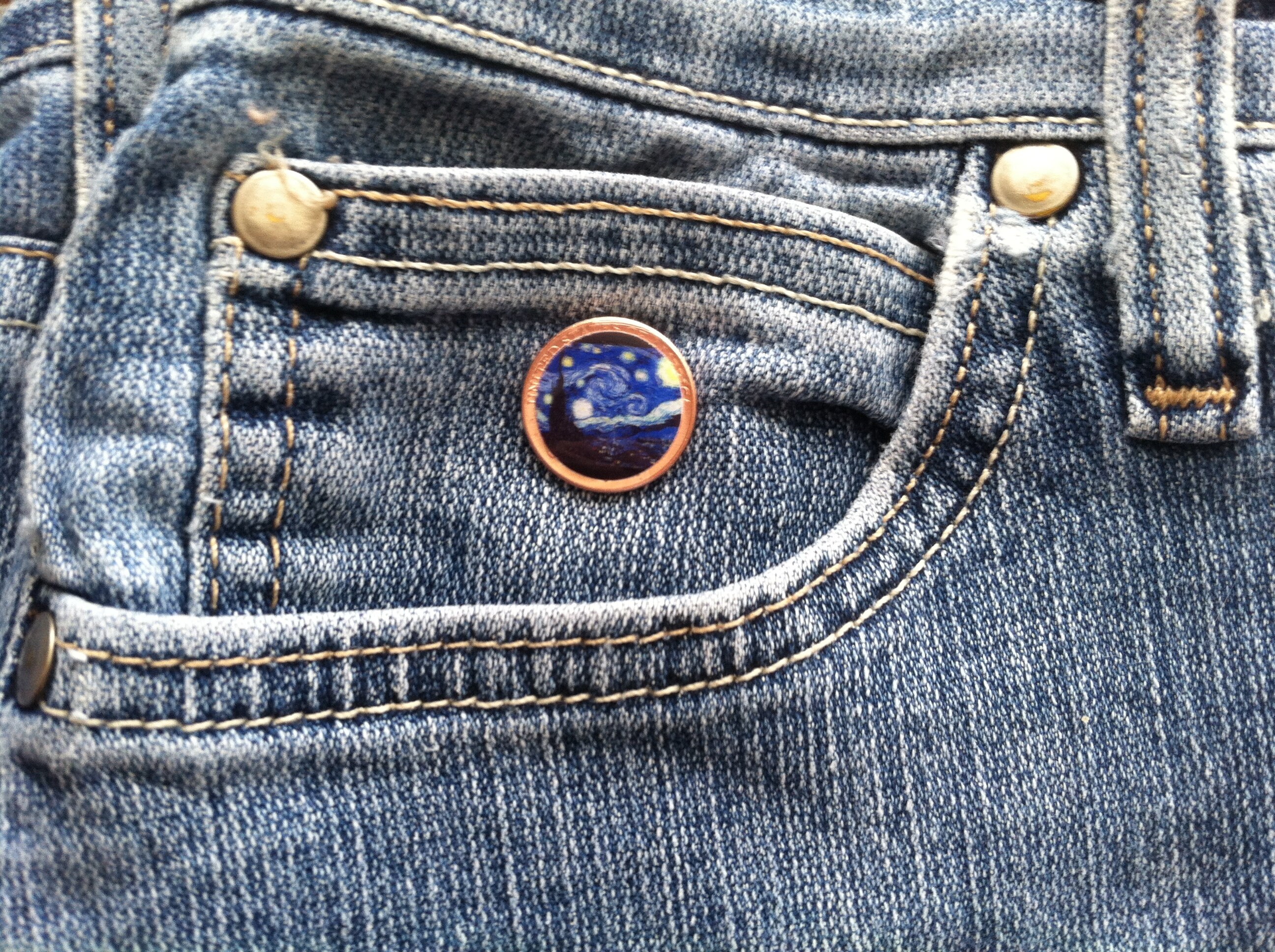 Vicent Van Gogh Starry Night Lucky pinny Penny Pin | Etsy