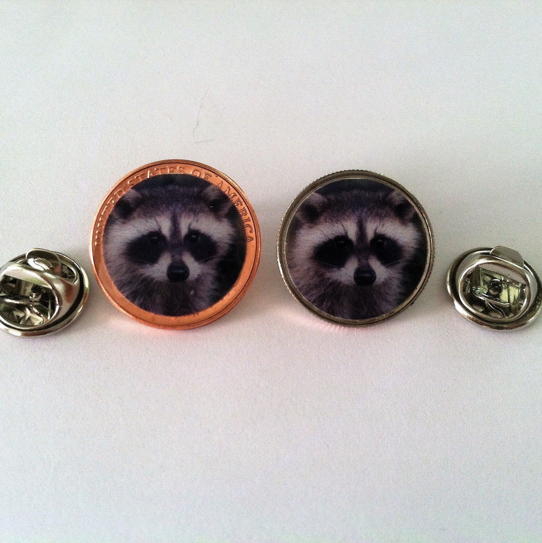 Raccoon Lucky pinny Penny Pin OR Dime Pin - Etsy