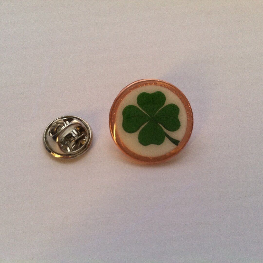 4 Leaf Clover Lucky pinny Penny Pin Shamrock - Etsy