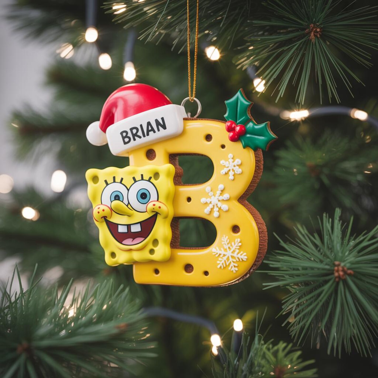 Custom 3D Resin Spongebob Letter Ornament – Cute Yellow Name Initial ...