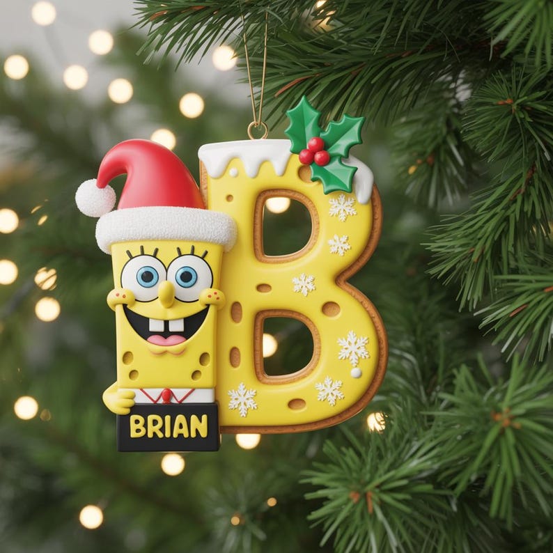 Custom 3D Resin Spongebob Letter Ornament – Cute Yellow Name Initial ...