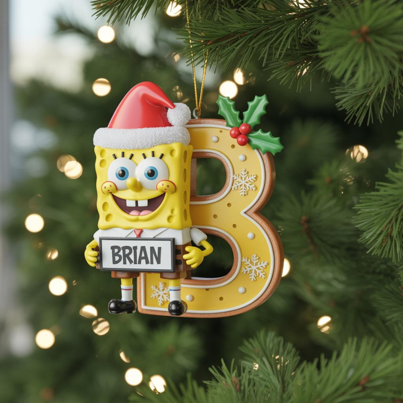 Custom 3D Resin Spongebob Letter Ornament – Cute Yellow Name Initial ...