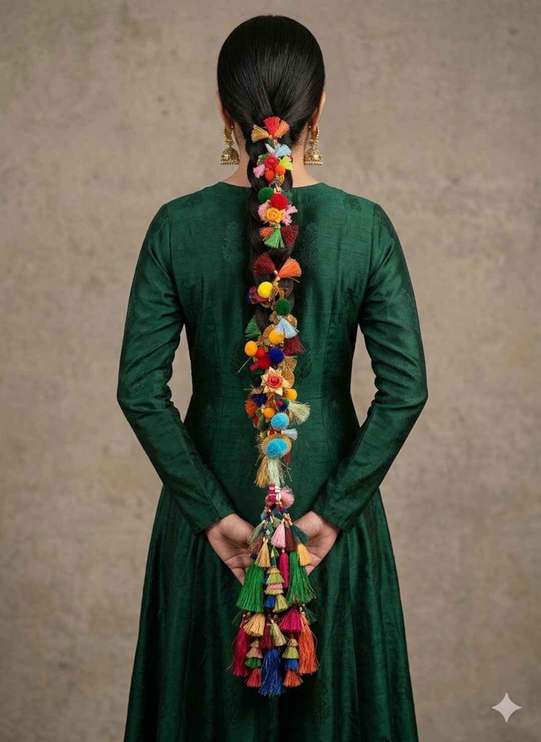 Handmade Multicolor Punjabi Parandi: Boho Tassel Braid Hair Accessory ...