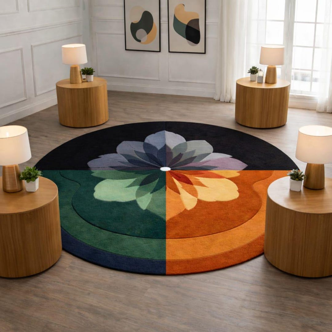 Colorful Round Abstract Rug | Modern Artistic Area Carpet | Designer ...