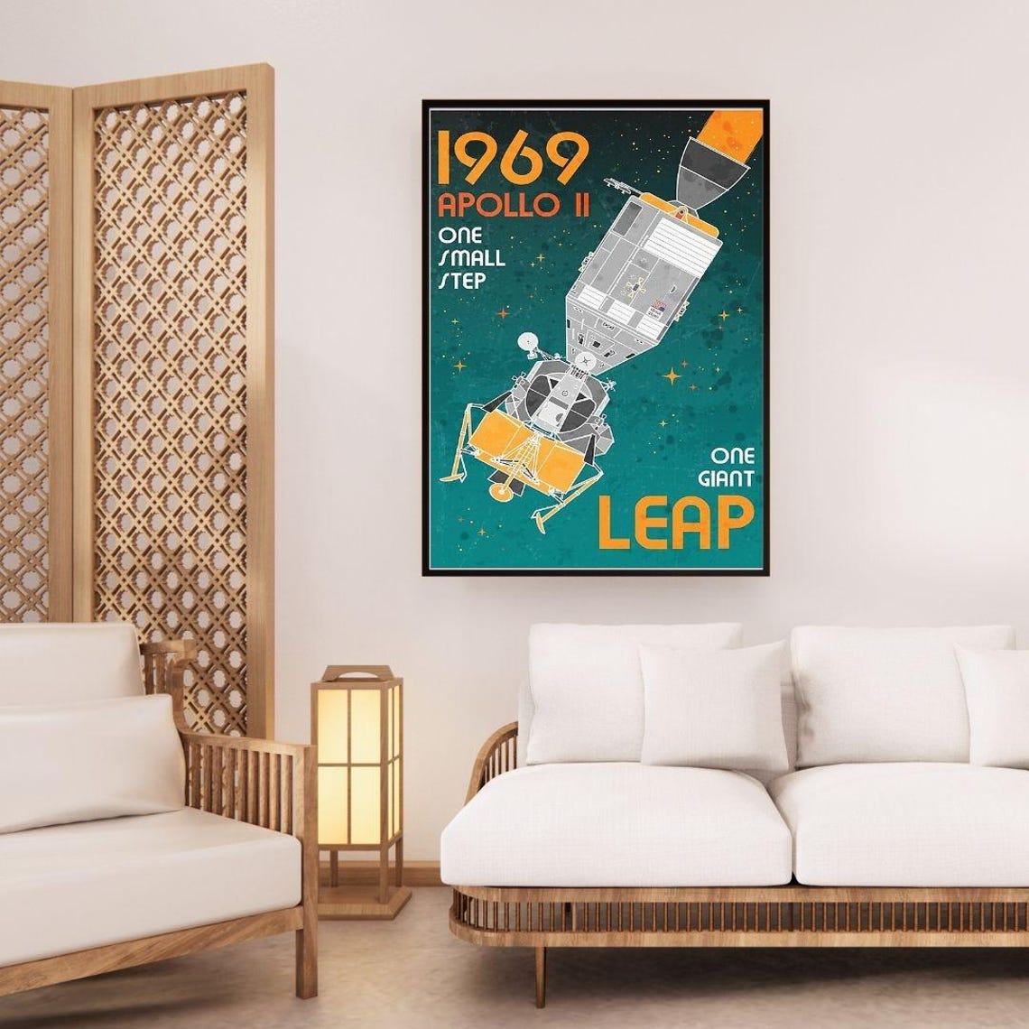 Midcentury Modern Apollo 11 Poster, 1969 Moon Landing, One Giant Leap ...