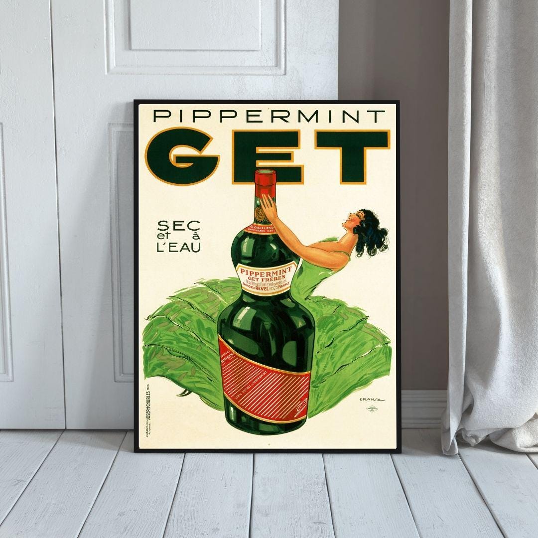 Vintage French Mint Liqueur Poster Print, Get Pippermint Classic ...
