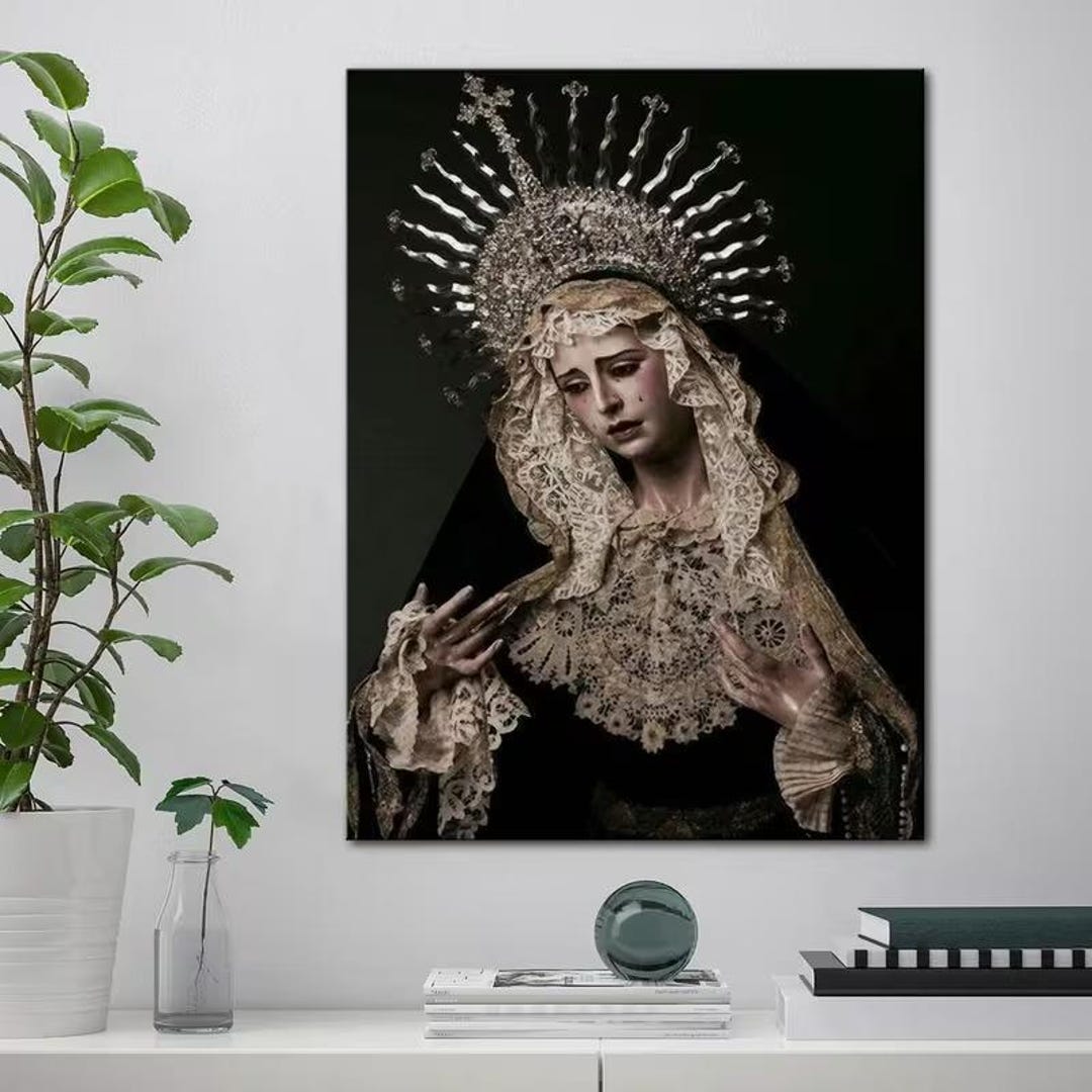 Weeping Mary Poster, Virgin Mary Wall Art, Our Lady of Sorrows Print ...