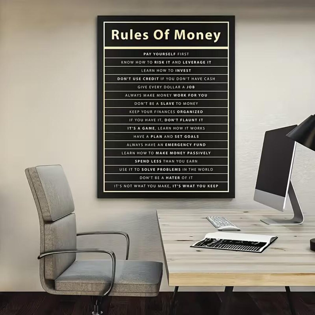 Rules of Money Wall Art, Modern Financial Education Poster, Wealth ...