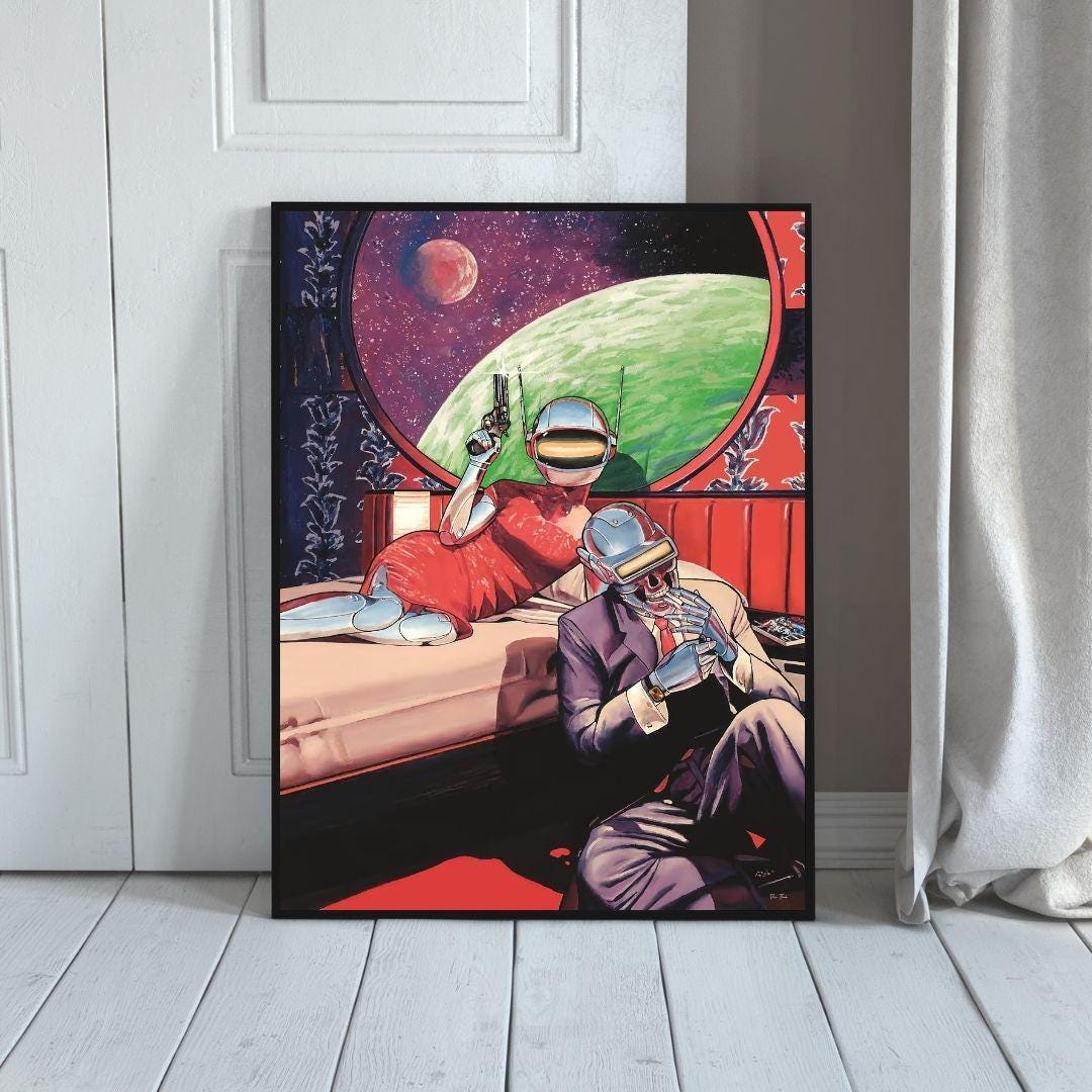 Cyberpunk Space Poster, Daft Punk Style Acrylic Art, Futuristic Wall ...
