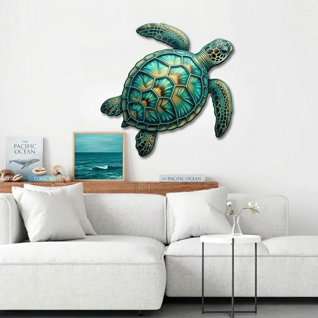 Colorful Sea Turtle Metal Wall Art, Ocean Coastal Decor, Nautical Beach ...