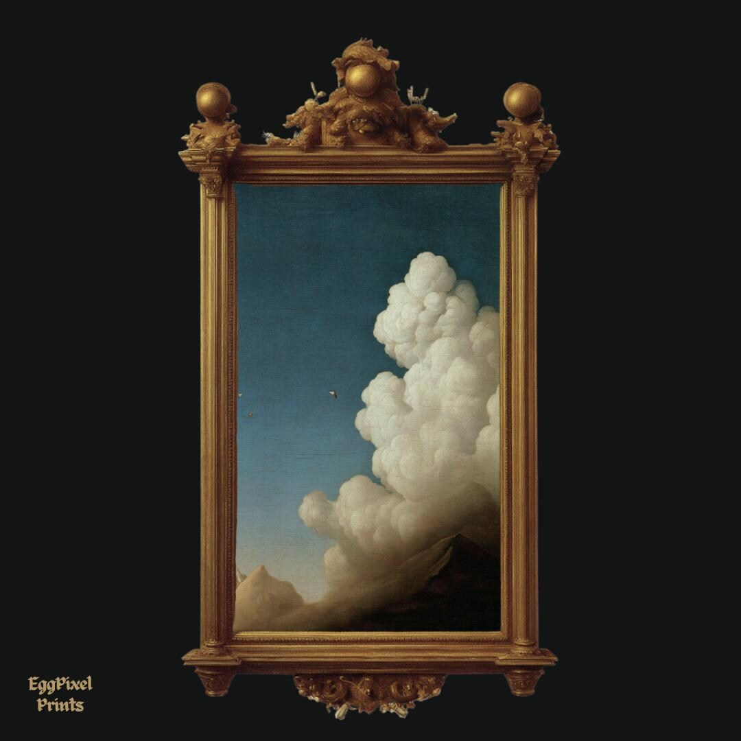 Vintage Cloud Poster – Minimal Baroque Sky Print, High-res Digital ...