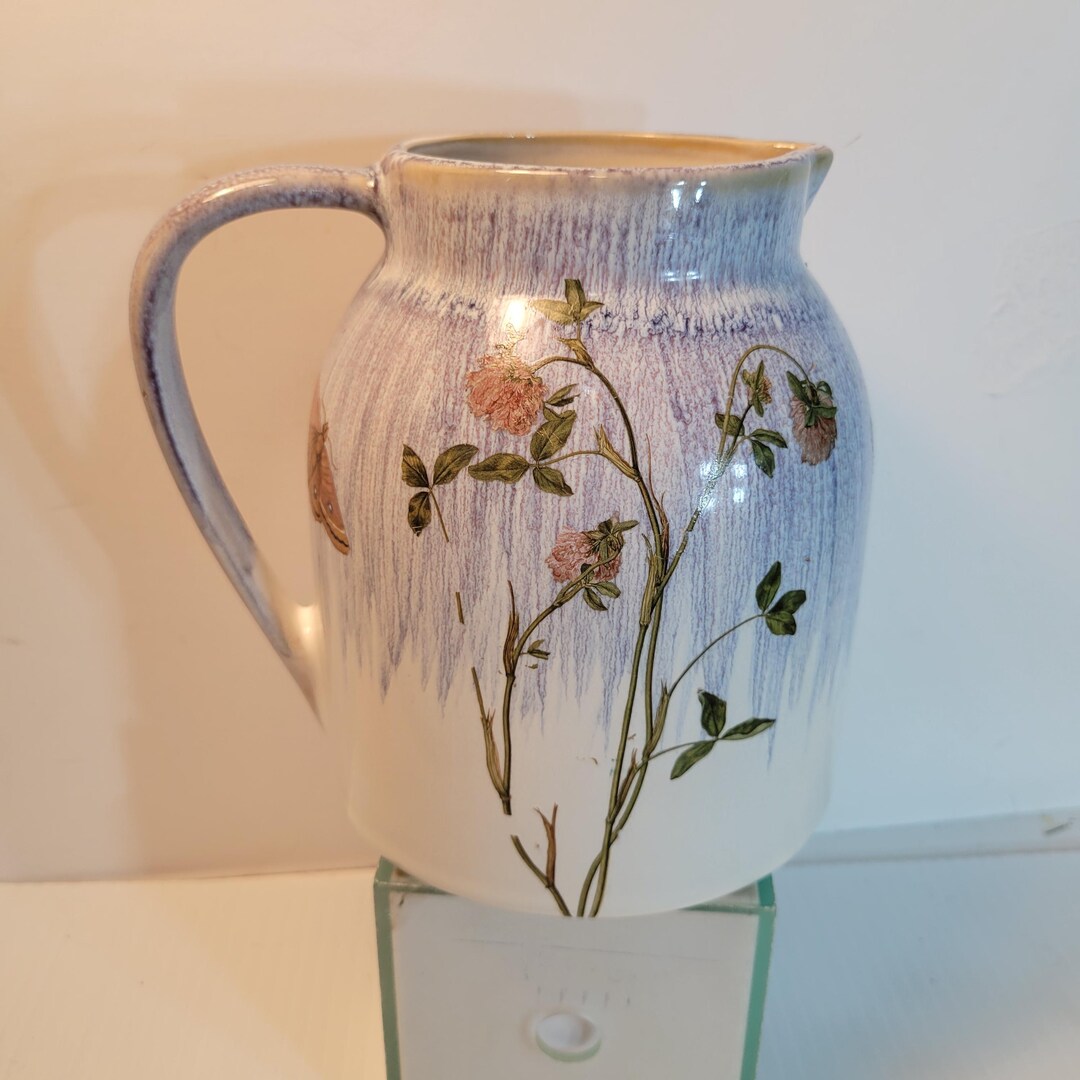 Blue White Pottery Pitcher Floral Designs - Etsy