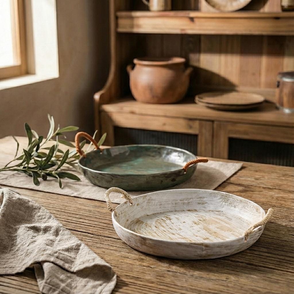 Rustic Rope-handled Ceramic Tray | 9 Inch Handcrafted Wabi-sabi Plate ...