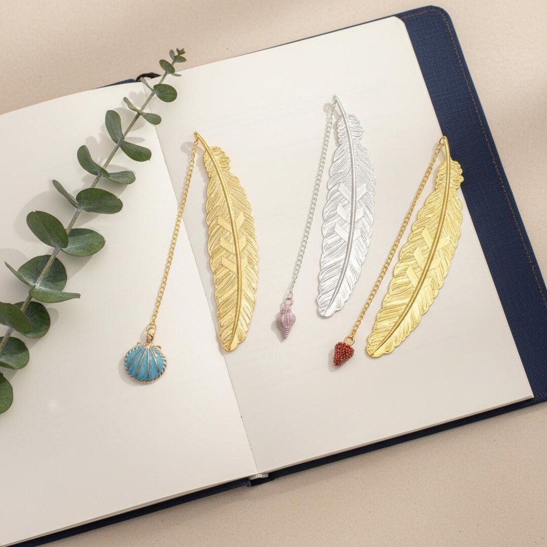 Ancient Feather Ink Metal Bookmark, Traditional East Art Style Elegant ...