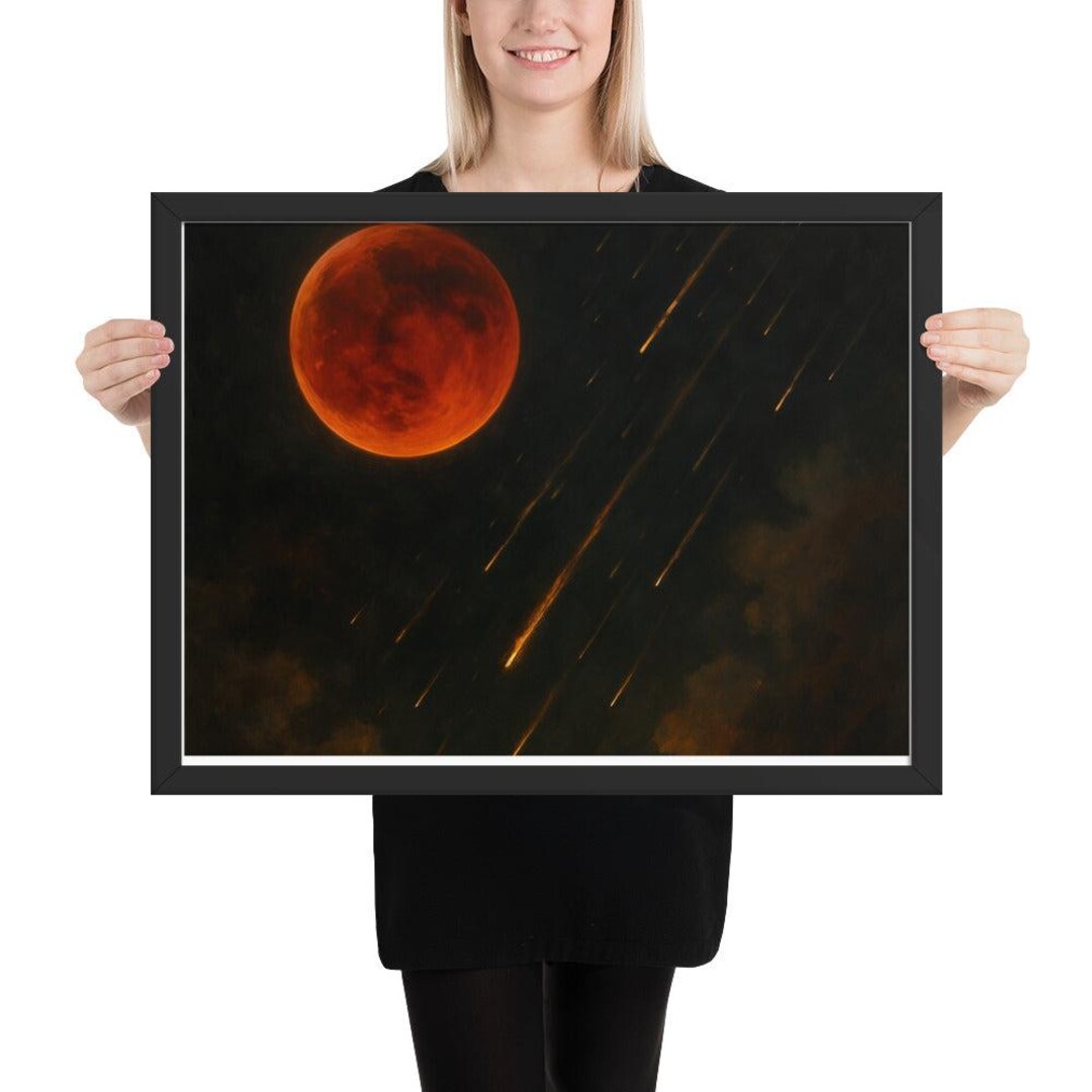 Framed Blood Moon and Falling Stars Poster – Prophetic End Times ...