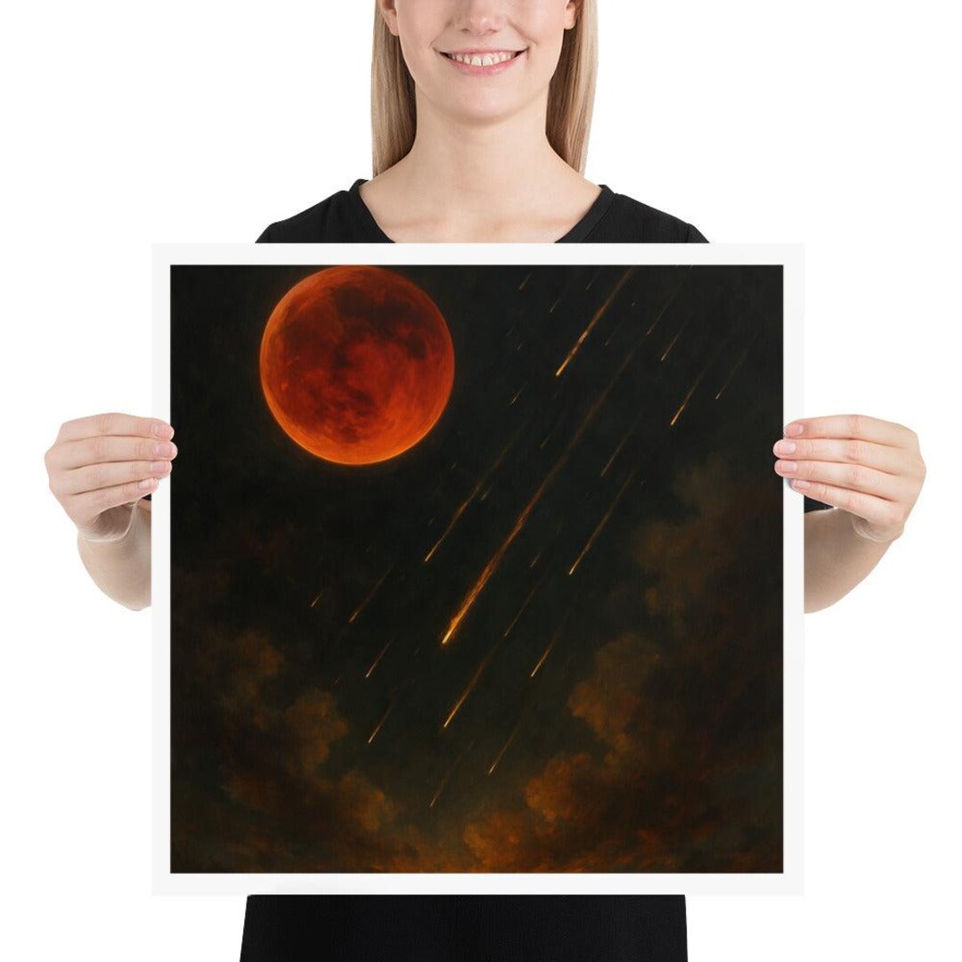 Blood Moon and Falling Stars Poster, Prophetic End Times Christian Wall ...