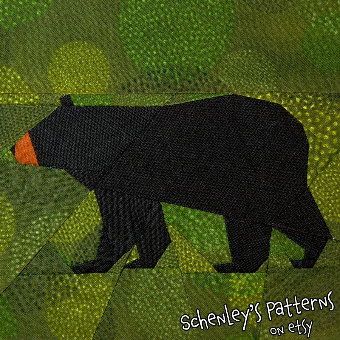 Black Bear Paper Piecing Quilt Pattern Pdf Etsy