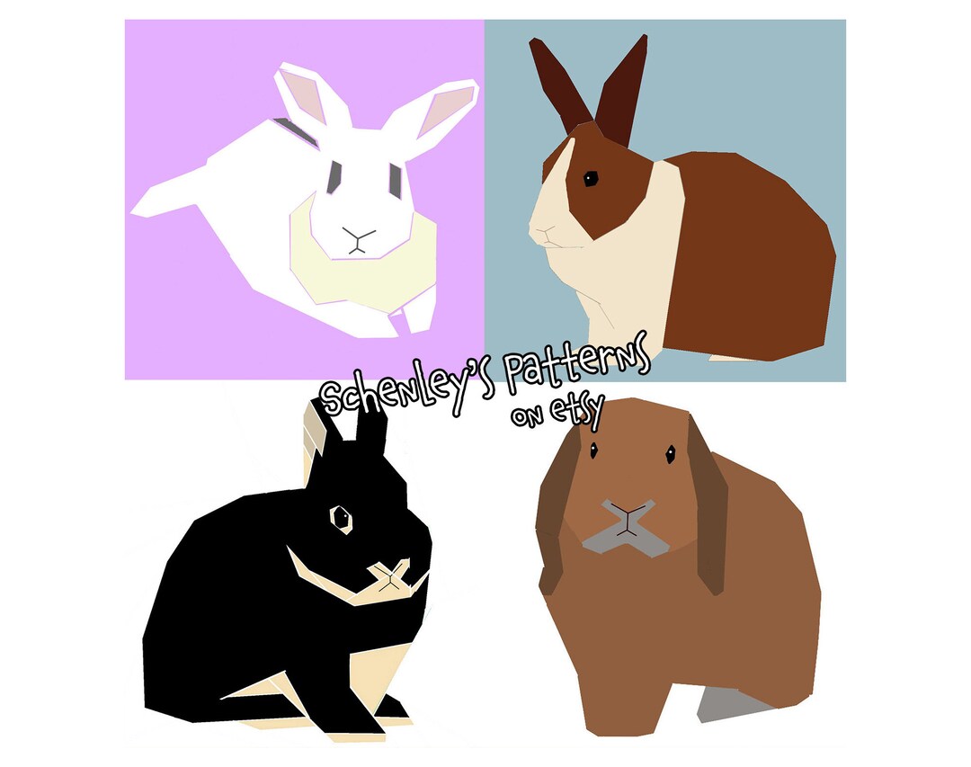 Set of 4 Rabbit Paper-piecing Patterns, PDF - Etsy