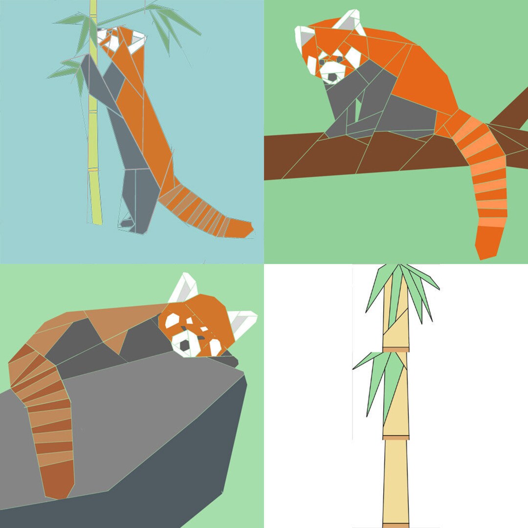 Set of 3 Red Panda Paper-piecing Quilt Patterns PDF - Etsy