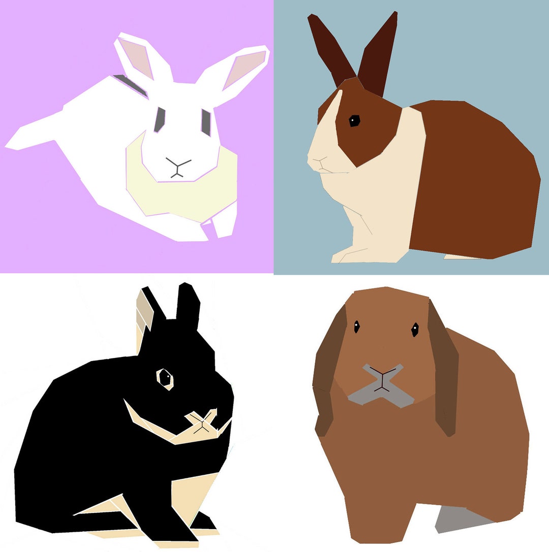 Set of 4 Rabbit Paper-piecing Patterns, PDF - Etsy
