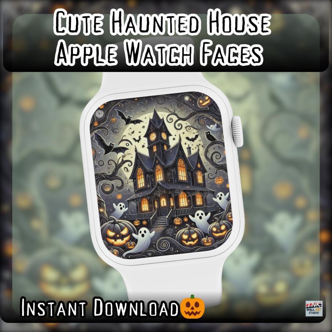 Cute Haunted House Apple Watch Wallpaper - Ghost & Pumpkin Halloween ...