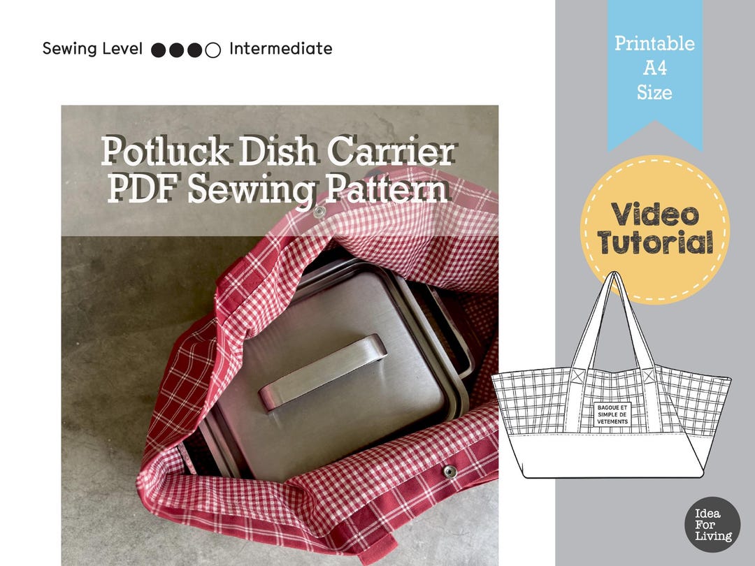 Potluck Dish Carrier Sewing Pattern | Wide Tote Bag (PDF Pattern) - Etsy UK