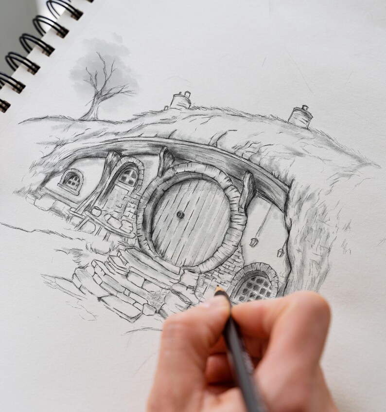 The Hobbit Opening Quote Print With Bag End Illustration | Tolkien Wall ...