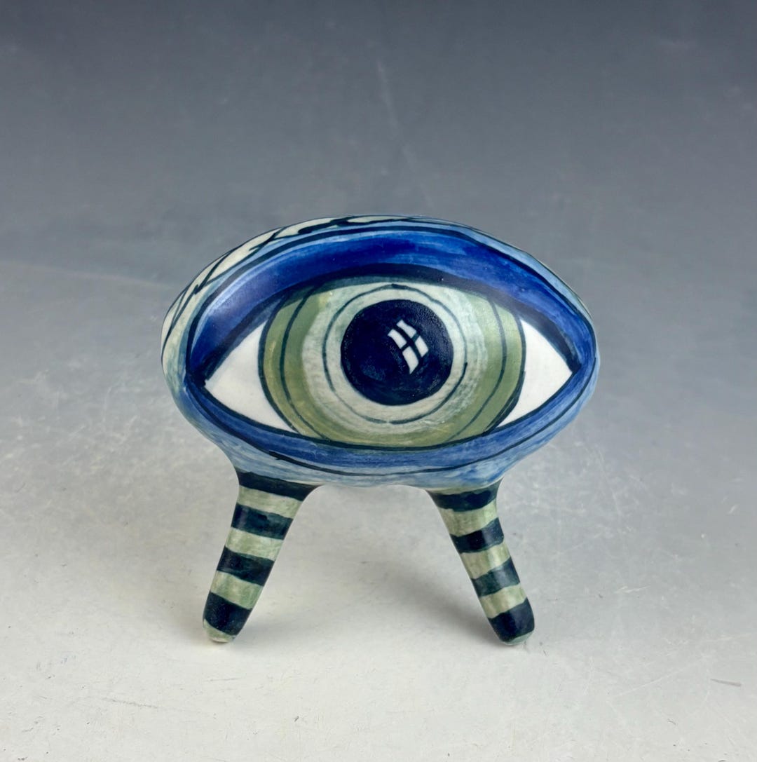 Handmade Porcelain Evil Eye Sculpture: Blue & Green Protective Decor - Etsy