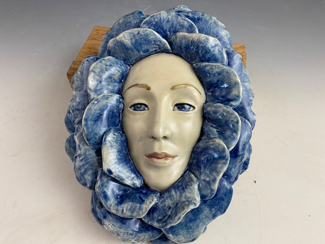 Sale Wallflower Ceramic Sculpture in Blue One of a Kind Sculpture of a ...