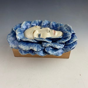 Wallflower Ceramic Sculpture in Blue One of a Kind Sculpture of a Lady ...