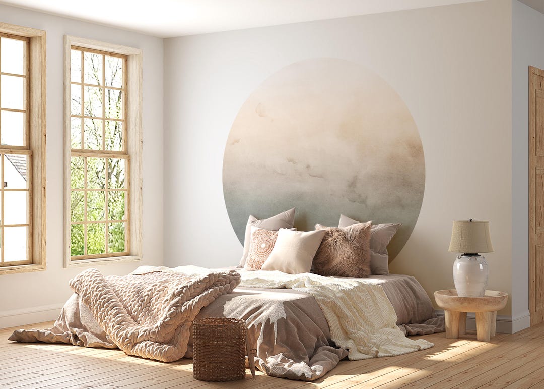 Watercolor Gradient Round Wall Decal Peel & Stick Removable Wallpaper ...