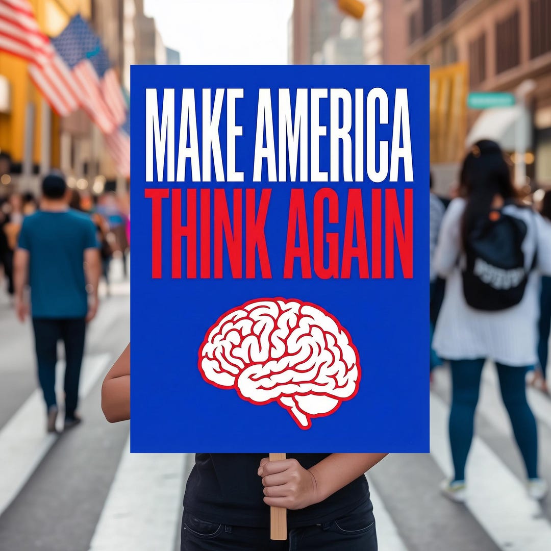 Make America Think Again Sign Anti Trump Protest Poster Anti Maga